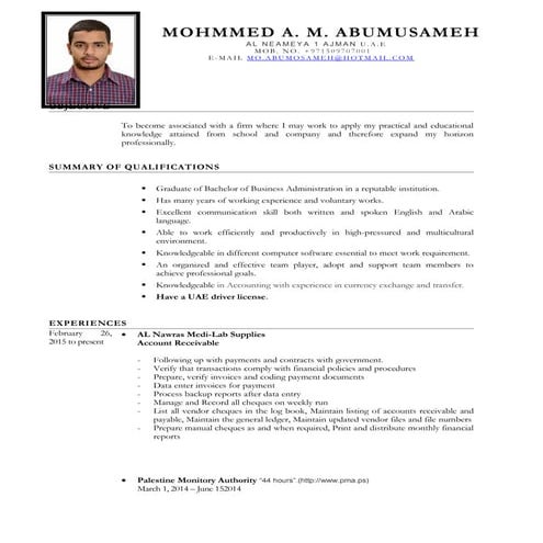 CV_New Mohammed | DOC | Business Accounting & Finance | Business