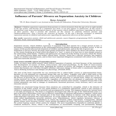 Separation Anxiety in Children with causes, symptoms | PDF