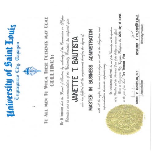 JANETTE's TOR & DIPLOMA | PDF