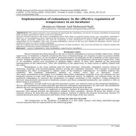 Implementation of redundancy in the effective regulation of temperature in an incubator | PDF