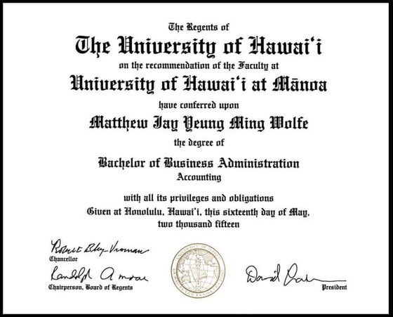 Matthew Wolfe High School Honors Diploma | PDF