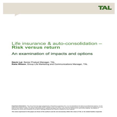 TAL Research Paper - Life insurance auto-consolidation Final | PDF