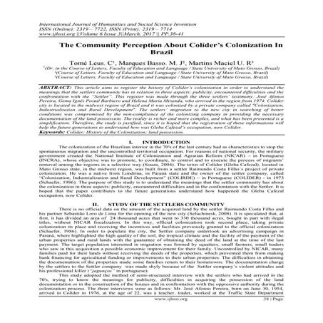 The Community Perception About Colíder’s Colonization In Brazil | PDF ...