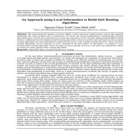 An Approach Using Local Information To Build Qos Routing Algorithm Pdf 8588