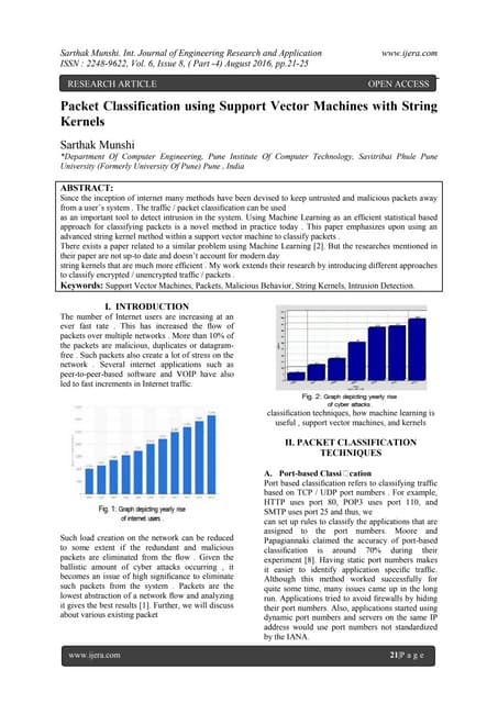Packet Classification Using Support Vector Machines With String Kernels 3263