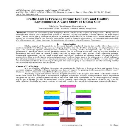 Traffic Jam Is Freezing Strong Economy and Healthy Environment: A Case ...