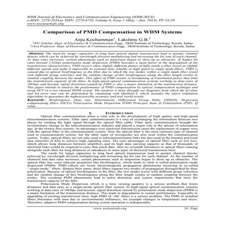 Comparison of PMD Compensation in WDM Systems | PDF