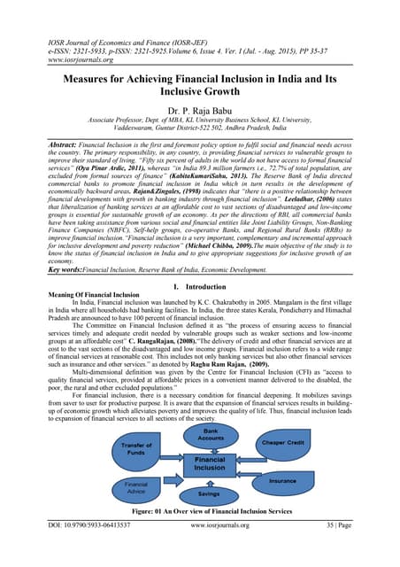 50 overview of financial inclusion in india | PDF | Financial Industry ...