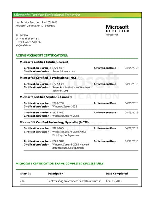 Microsoft Transcript | PDF
