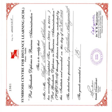 PGDBA-operation Certificate | PDF