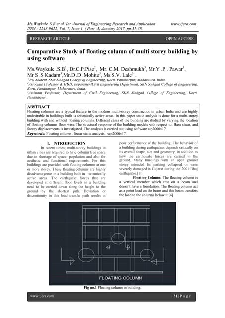 IRJET- Experimental Study of Floating Column for Seismic Analysis of Multistorey Building | PDF ...