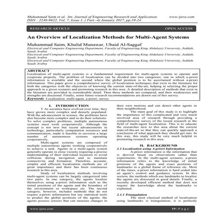 An Overview Of Localization Methods For Multi Agent Systems Pdf