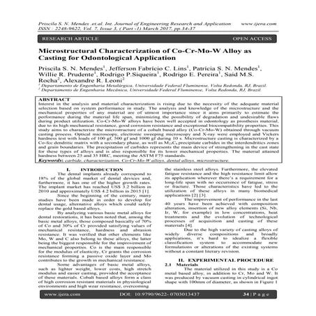Microstructural Characterization of Co-Cr-Mo-W Alloy as Casting for Odontological Application | PDF