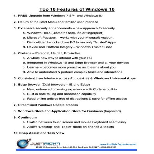 Top 10 Features of Windows 10 | PDF
