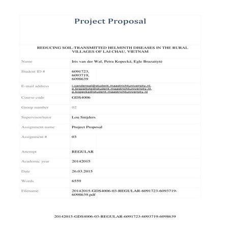 Final project proposal_Vietnam_Egle_Iris_Petra | PDF | Infectious Diseases | Diseases and Conditions