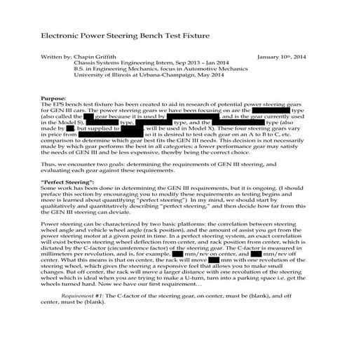 Electronic Power Steering Bench Test Fixture - Public | PDF ...