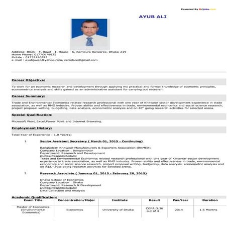 Ayub_Ali_CV | DOC | Business | Business and Finance