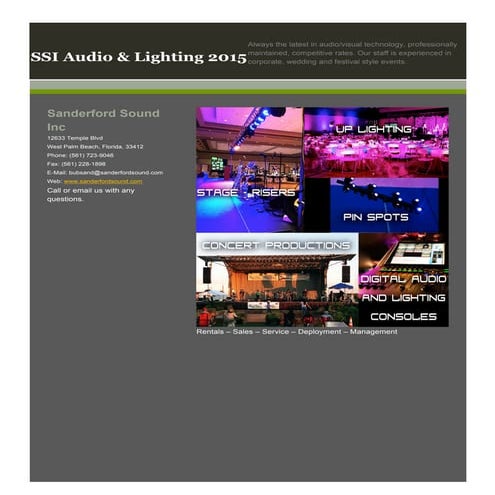 Sanderford Sound SSI Audio & Lighting | PDF
