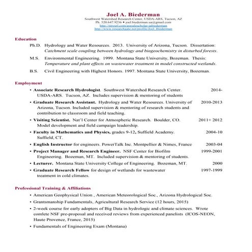 Biederman CV Jan 2016 | PDF