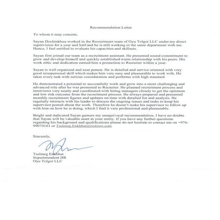 Recommendation Letter 3 | PDF