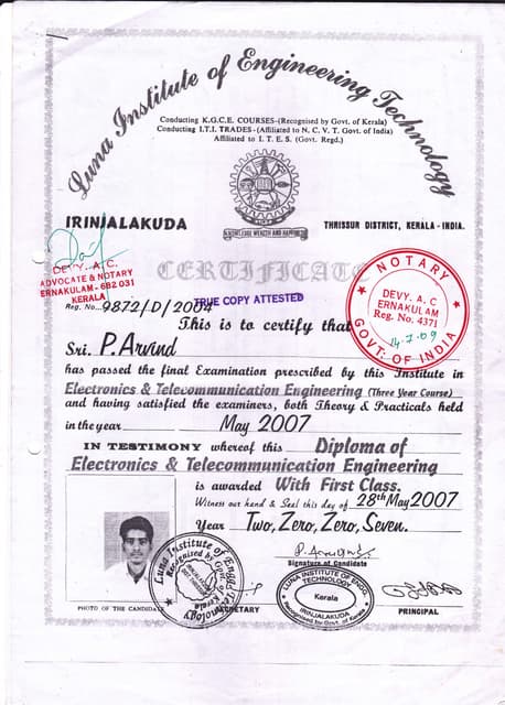 Diploma In Mechanical Engg Certificate | PDF