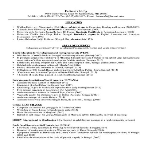 Fatimata Sy - resume | PDF