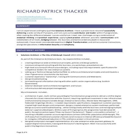 CV for Richard Patrick Thacker | DOCX