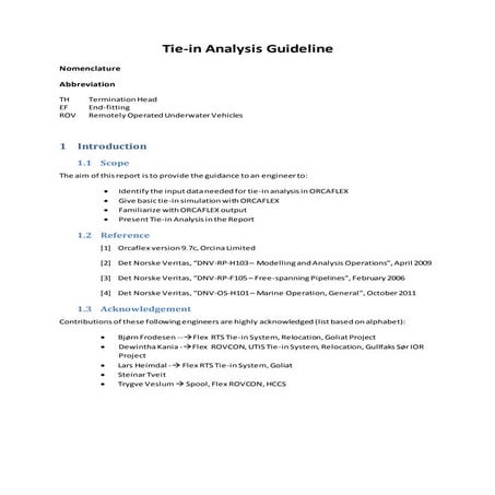 Tie-in Analysis Guideline Using ORCAFLEX_DKA_5 | DOCX