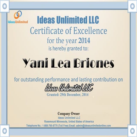 Yani Certificate | PDF