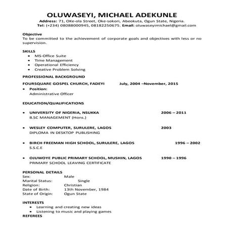 ADMINISTRATOR - OLUWASEYI MICHAEL | DOCX