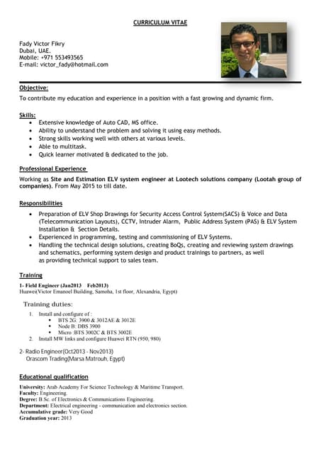 ELV ENGINEER RESUME | DOC