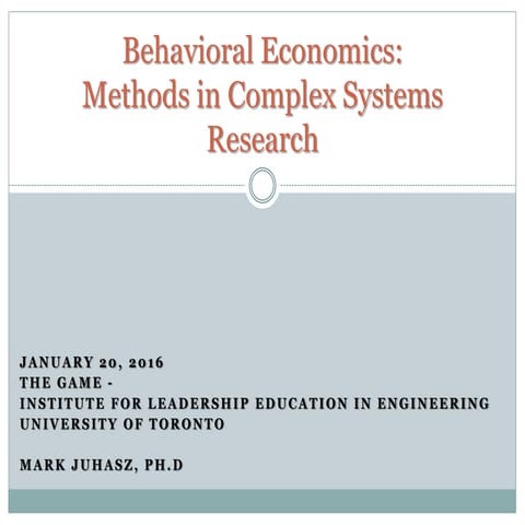 Behavioral Economics - Presentation at ILEAD | PPT