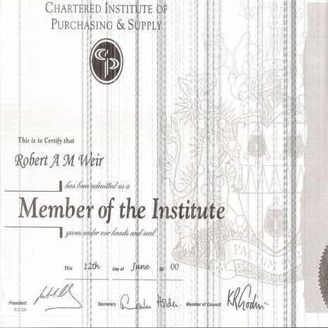 000612 Drew Weir - MCIPS Certificate | PDF