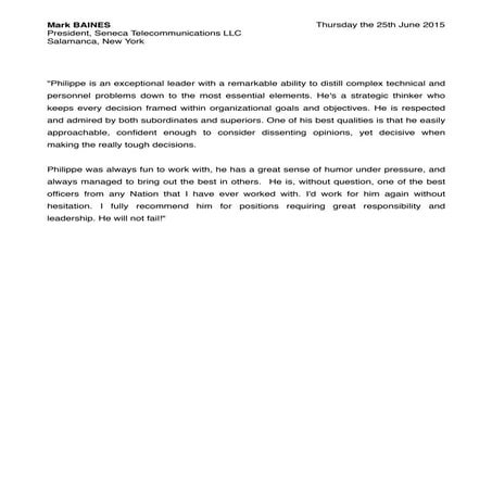 Mark BAINES endorsement | PDF | Executive Leadership & Management ...