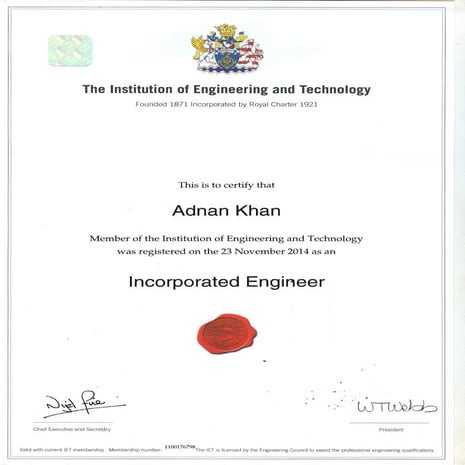 IEng Certificate | PDF