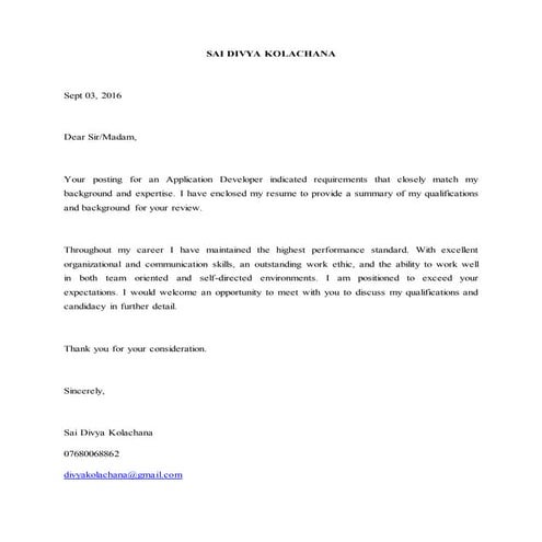 Divya cover letter and resume | PDF | Databases | Computer Software and ...