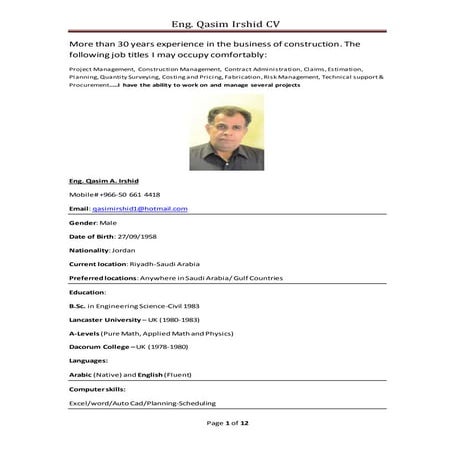 CV Eng Qasim A Irshid 8 Feb 2016 | PDF