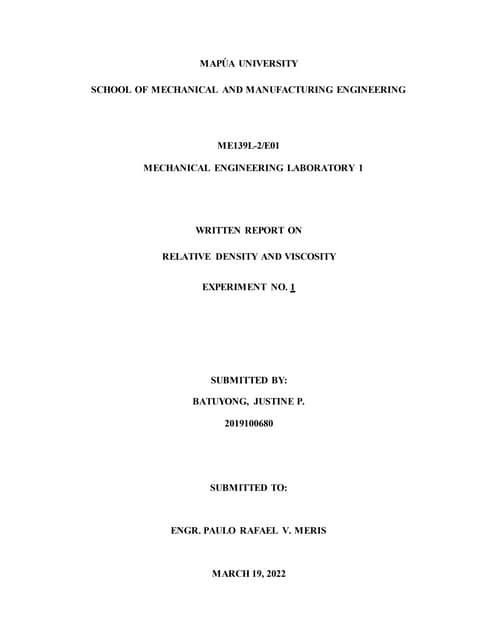 To determine the relative viscosity of given liquid using Ostwald’s ...