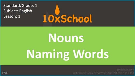 Class 1-English-PPT-Naming Words or Nouns (English Grammar) | PPTX