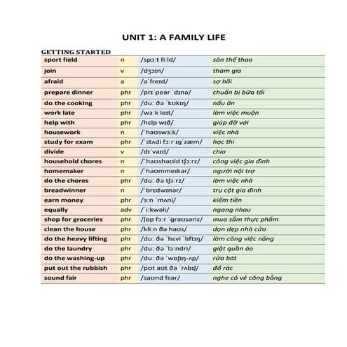 E10 - UNIT 1- Vocabulary english reviews | PDF