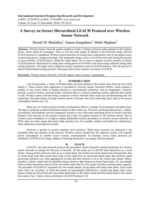 A Survey On Secure Hierarchical Leach Protocol Over Wireless Sensor