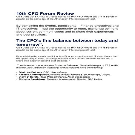 10th CFO Forum Review | PDF