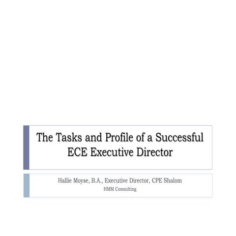 The Tasks and Profile of an ECE Administrator | PDF