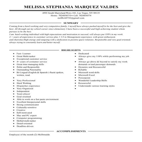 Melissa Marquez Resume | PDF