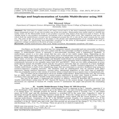 Design and Implementation of Astable Multivibrator using 555 Timer | PDF