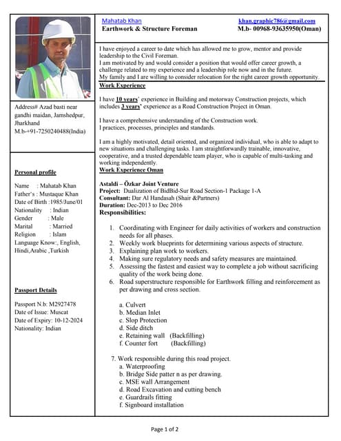 Steel Fixer CV | PDF