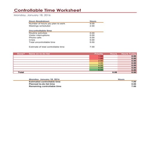Time Controlled Worksheet | PDF
