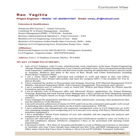 Rao Yagitila CV | PDF