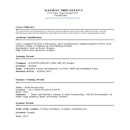 Gaurav Srivastava- cv | DOCX | Technology & Computing