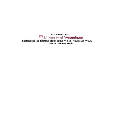 MSc Dissertation | PDF | Video Software | Computer Software and Applications